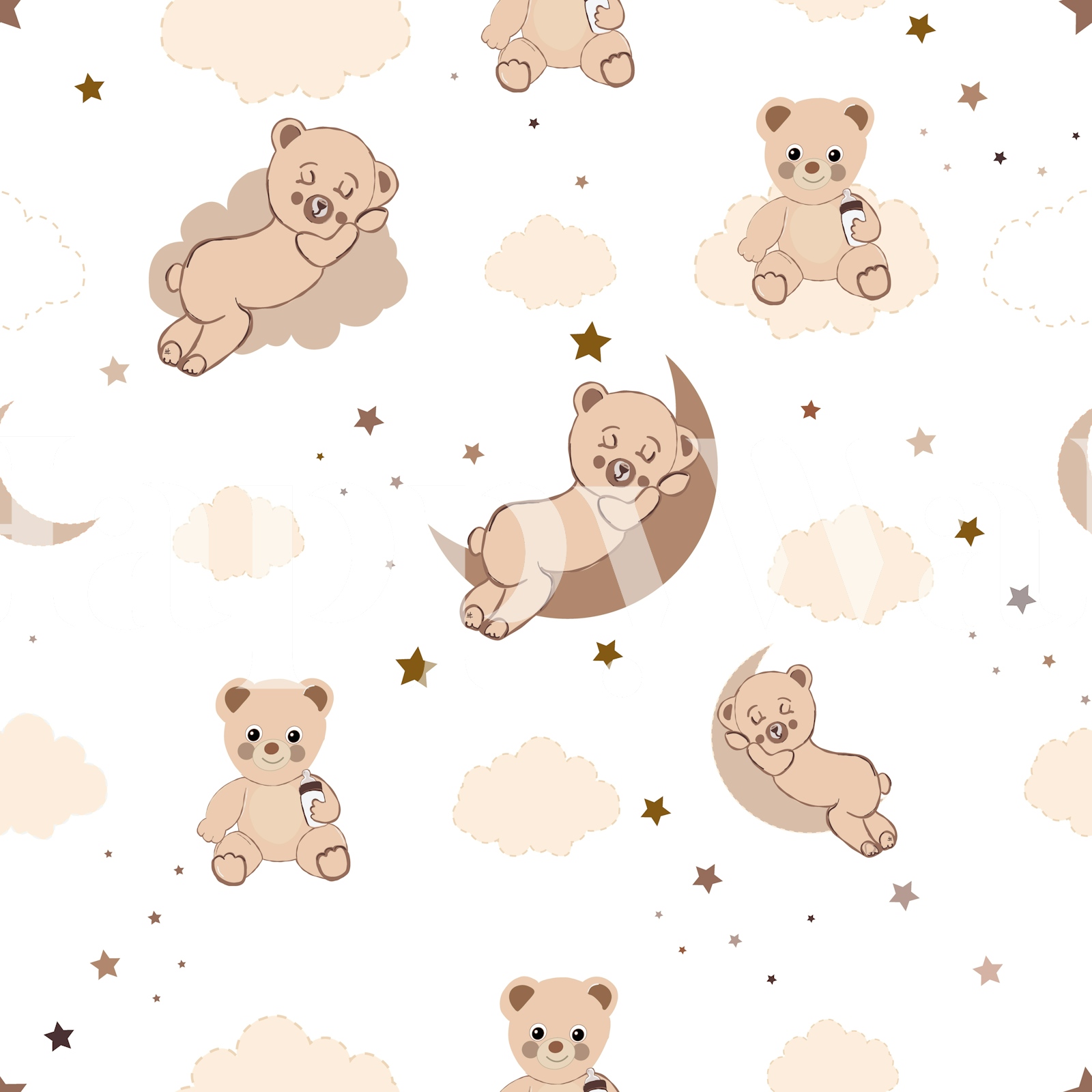 Cute Teddy Bear Pattern Wallpaper