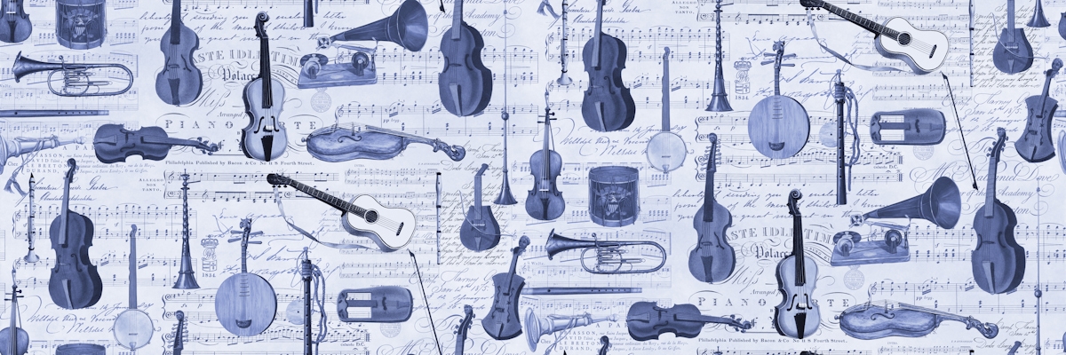 Vintage Music Blue Wallpaper - happywall.com