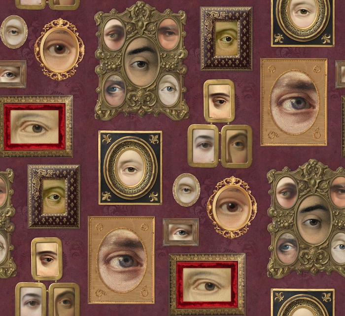 Burgundy Victorian Eye Portraits Wallpaper