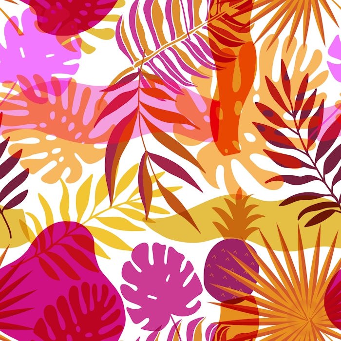 Multicolor Tropical Foliage Wallpaper