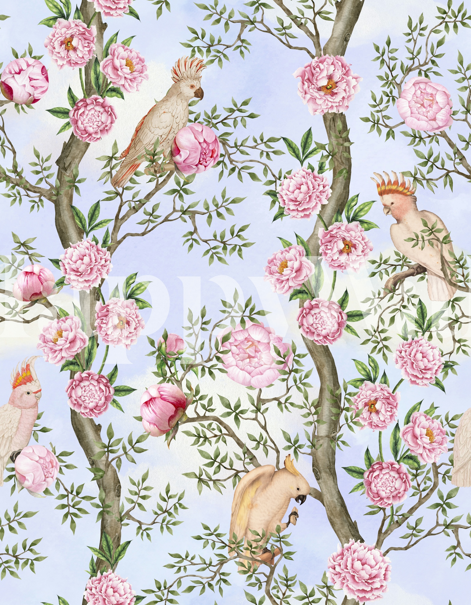 Chinoiserie Floral Bird Wallpaper