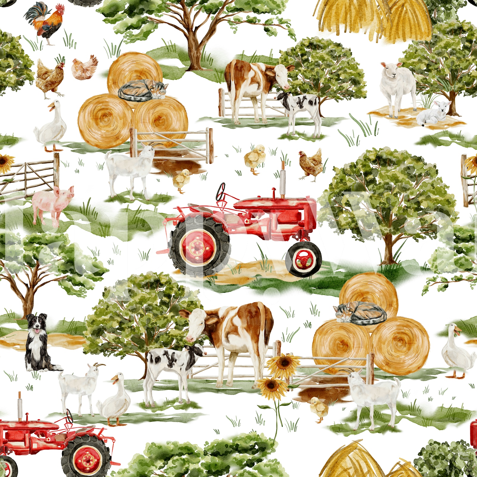 Farm Animal Wallpaper for Nursery