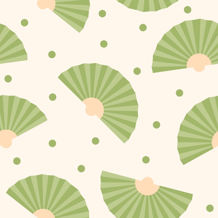 Green Fan Pattern Wallpaper for Modern Rooms