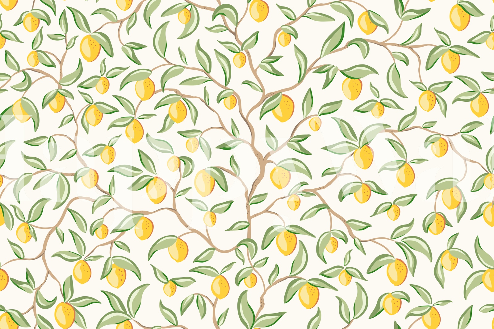 Lemon Tree Branches Floral Wallpaper