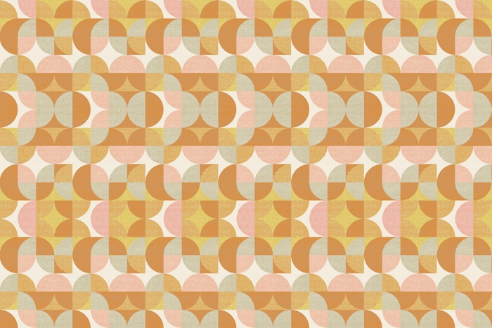 Retro Geometric Pattern Yellow Orange - Happywall