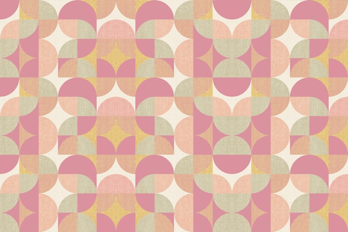 Peach Pink Retro Geometric Wallpaper