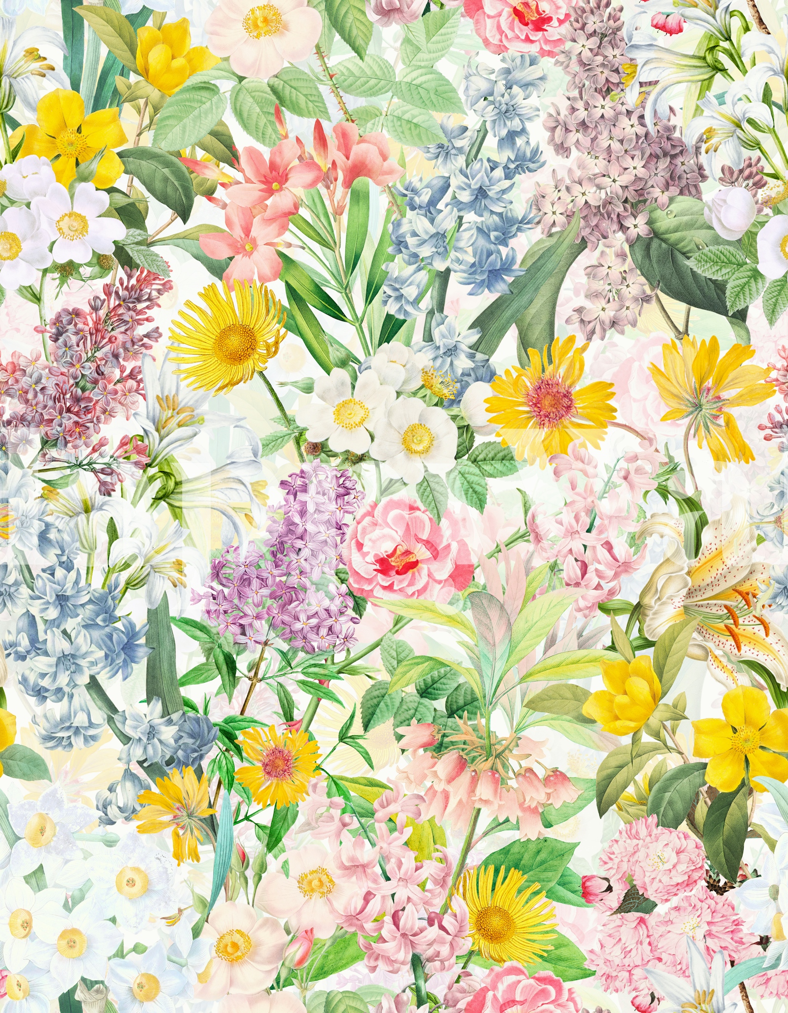 Vintage Springflowers Garden Wallpaper | happywall.com