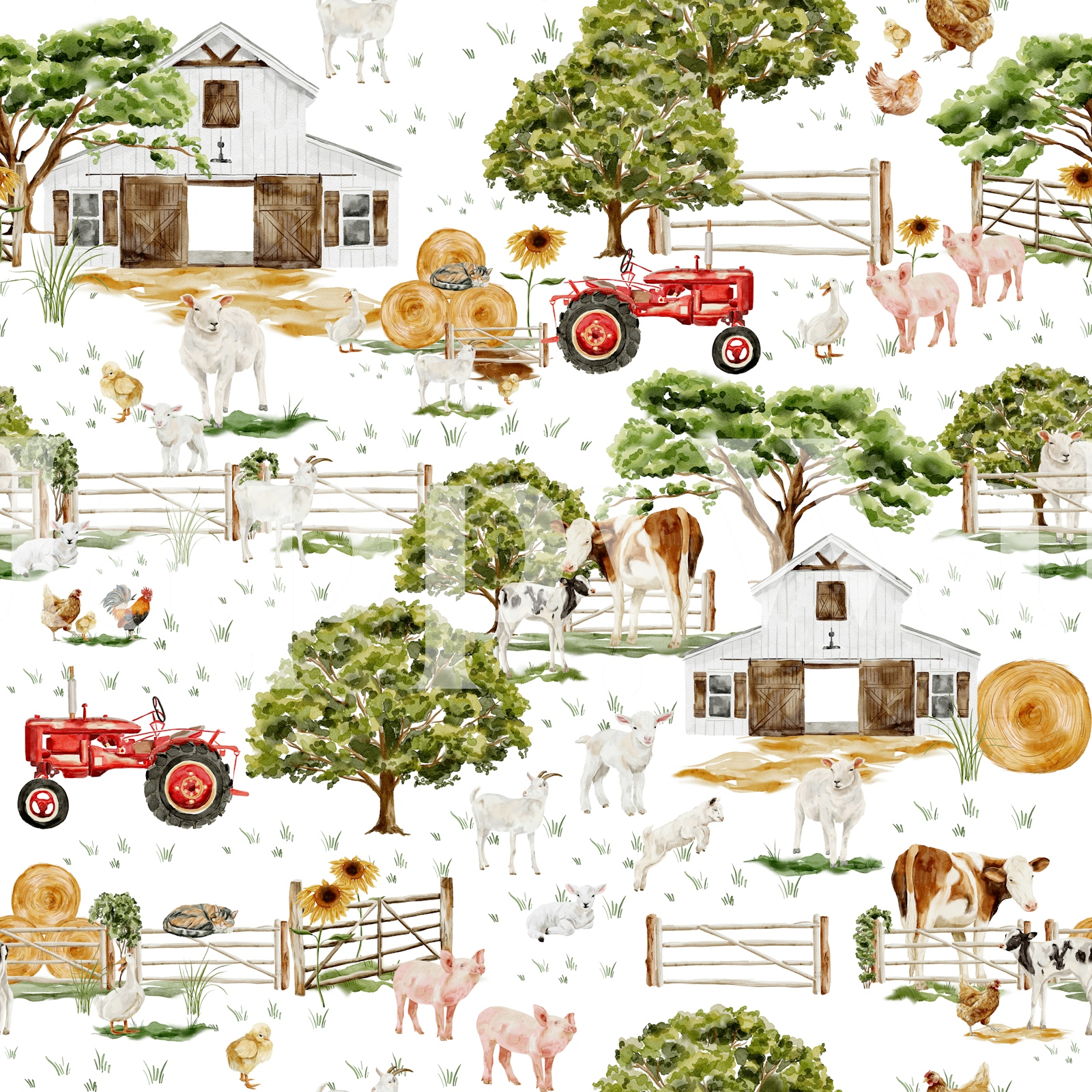 Farmyard Animal Nursery Wallpaper