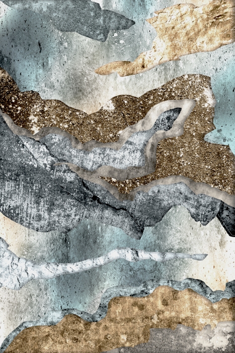 Blue and Copper Abstract Rocky Texture Wallpaper