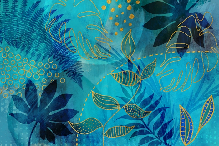 Blue Boho Fantasy Garden Wallpaper | happywall.com
