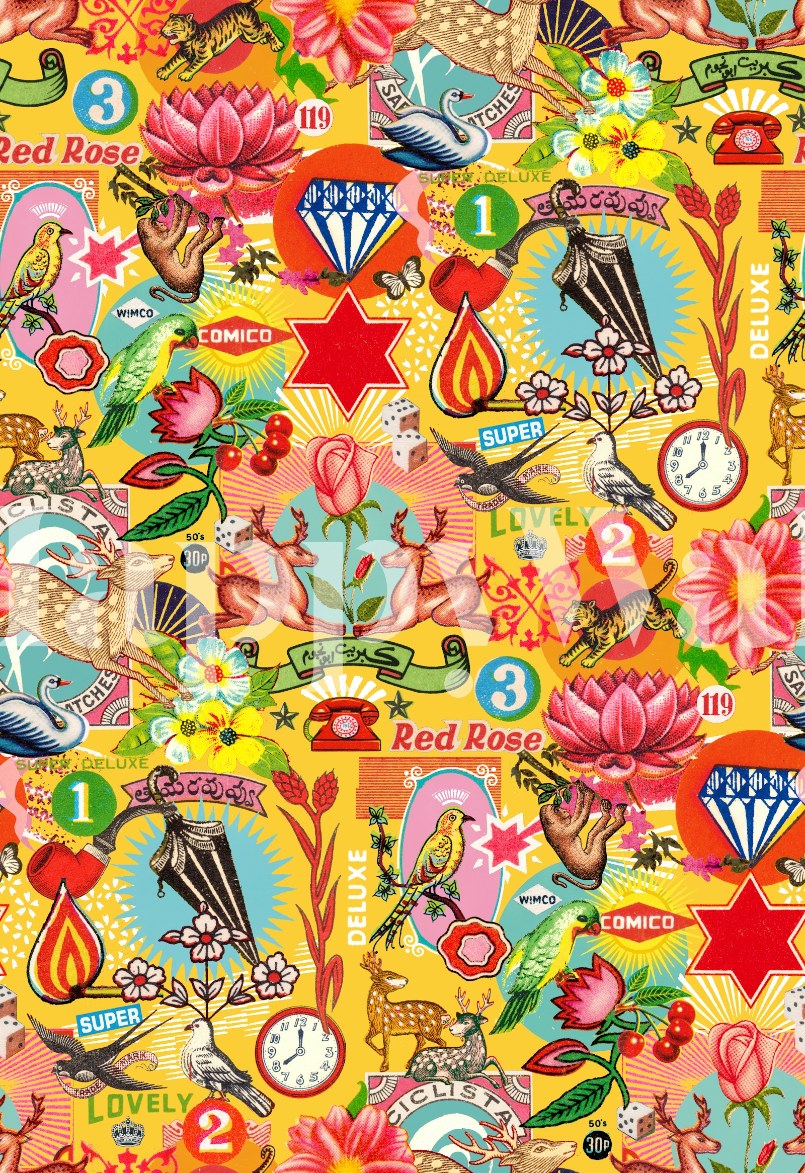 Vintage Floral Matchbox Wallpaper