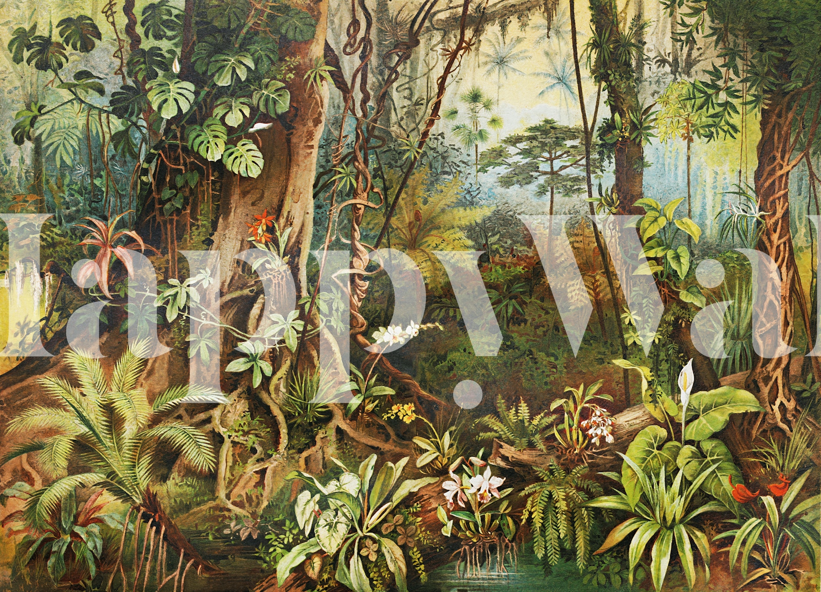 Vintage Jungle Floral Wallpaper