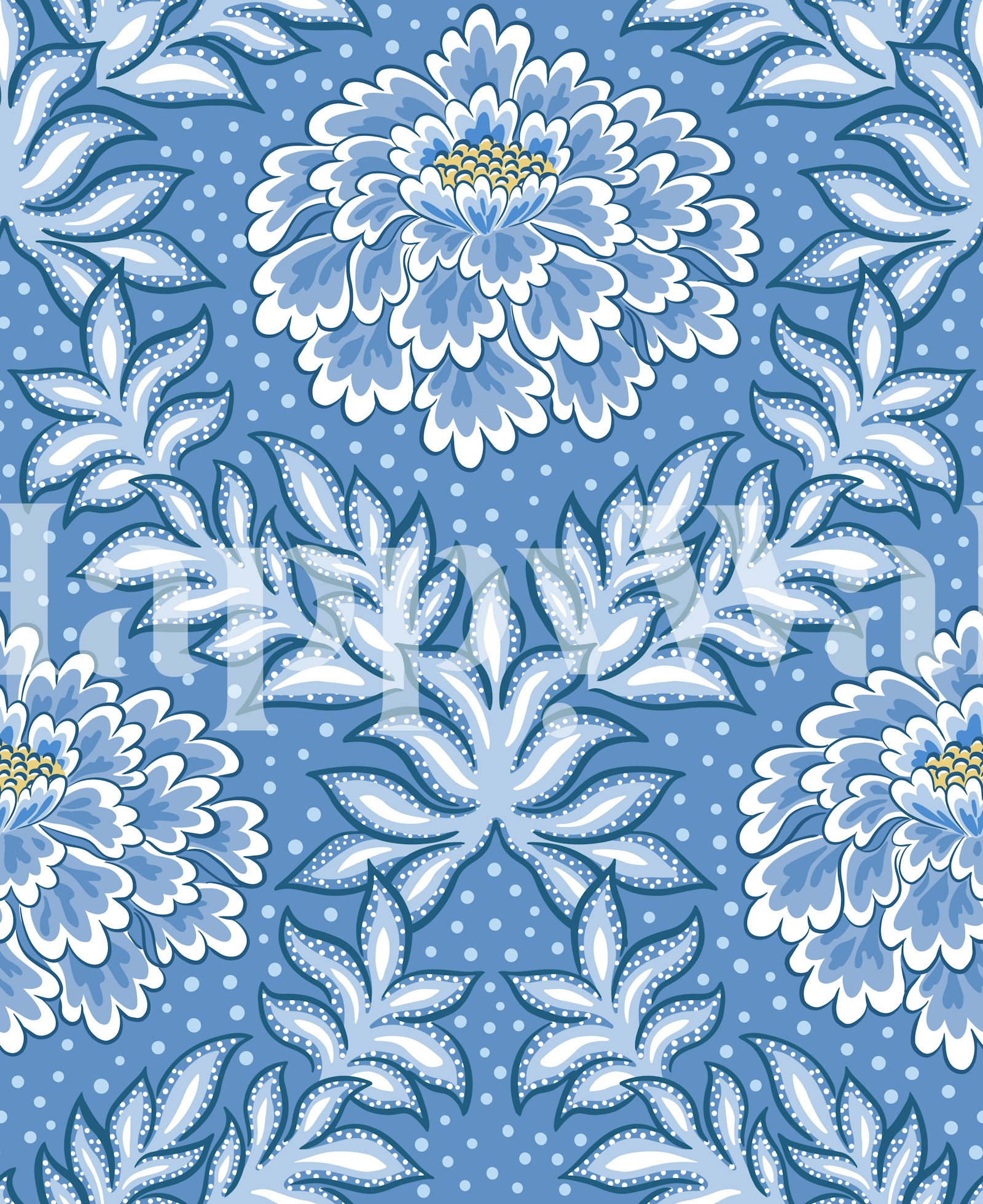 Blue Floral Wallpaper for Bedroom