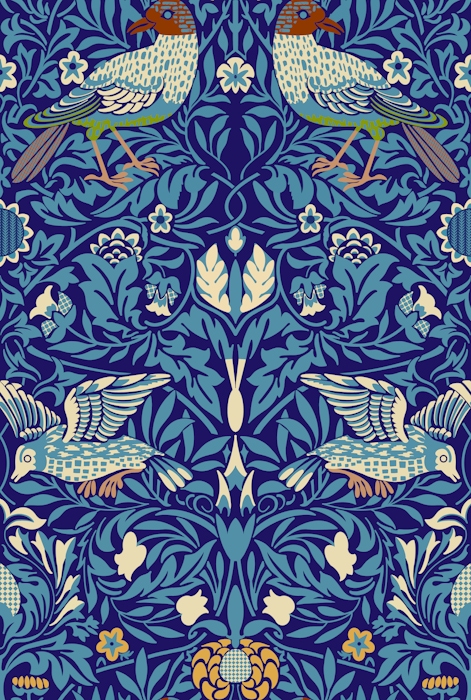 Victorian Birds Pattern - Blue | happywall.com