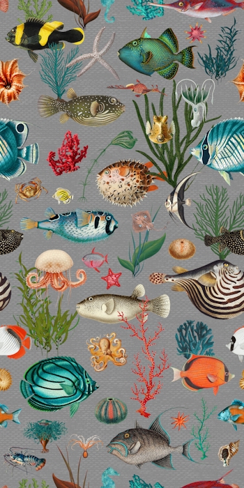 Oceania Pattern in Grey Wallpaper | Happywall