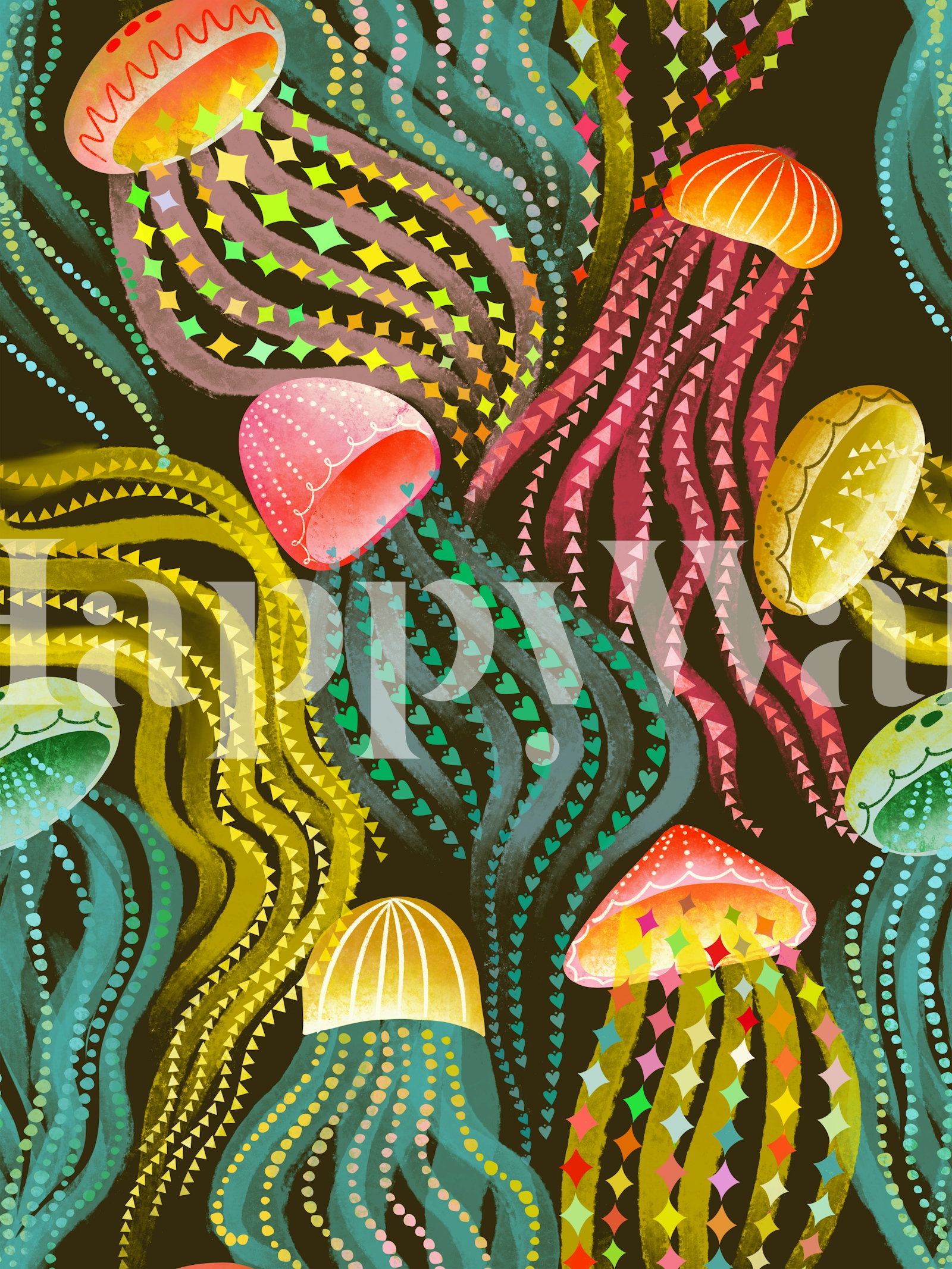 Dancing Jelly Fish Wallpaper - Happywall
