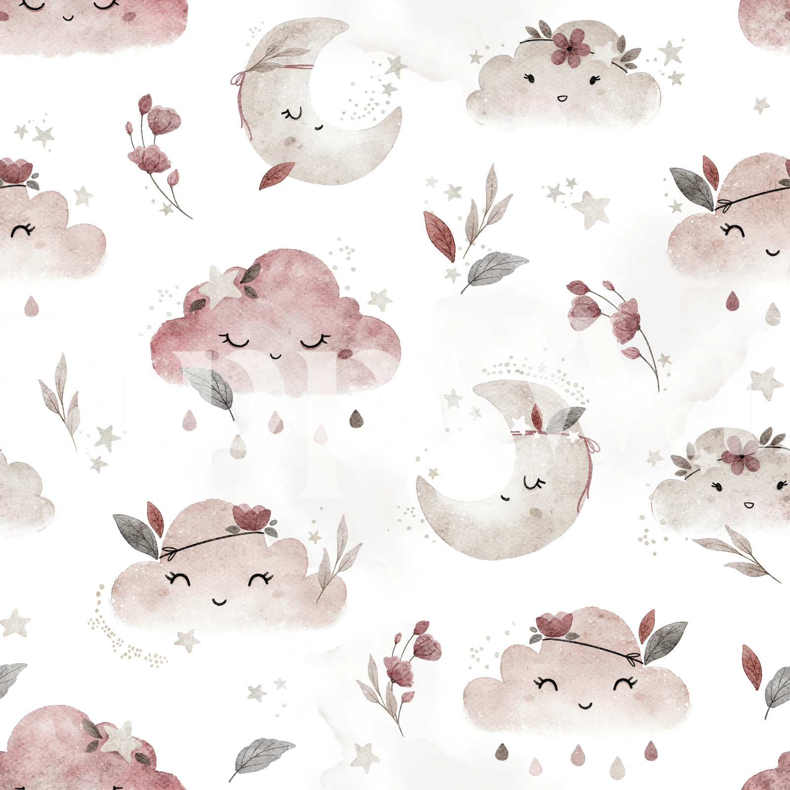 Boho Clouds - rose | happywall.com