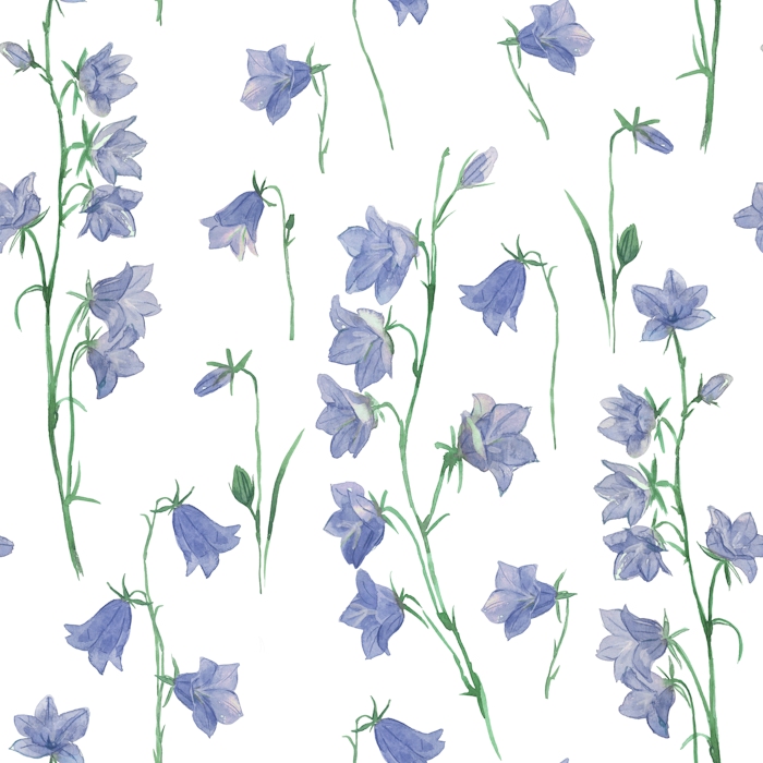 Blue Floral Bellflower Wallpaper