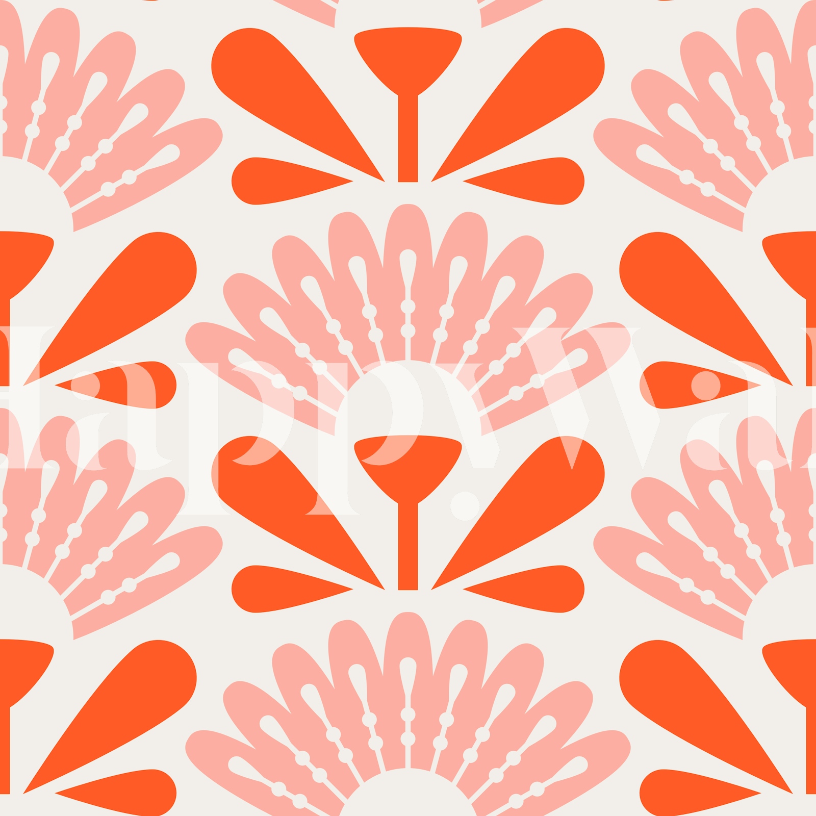 Red Floral Scandi Wallpaper for Modern Decor