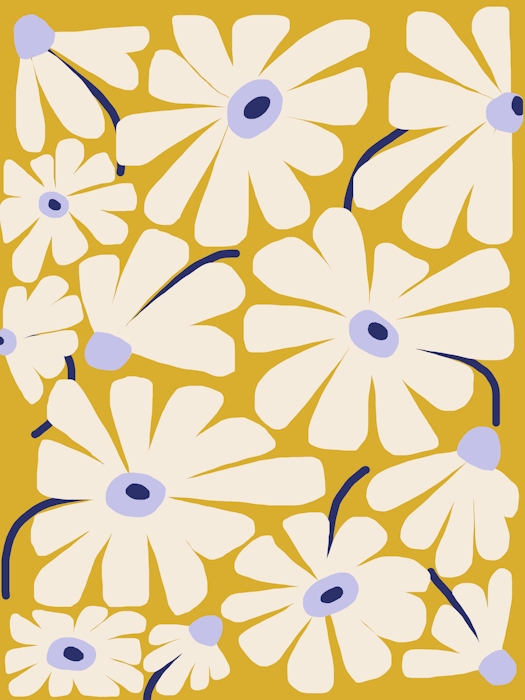 Daisy Fresh - yellow peri wallpaper | Happywall