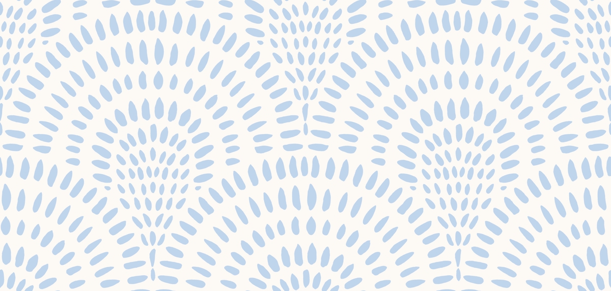 Scallops Wallpaper - Soft Blue on Creamy White