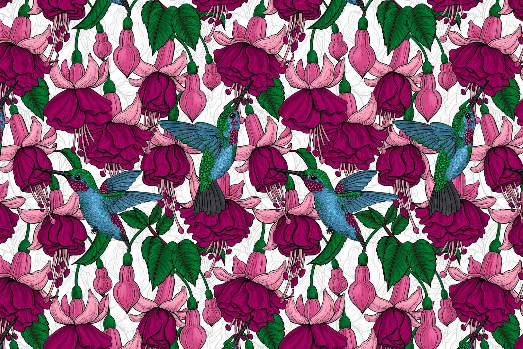 Hummingbird garden wallpaper - Happywall