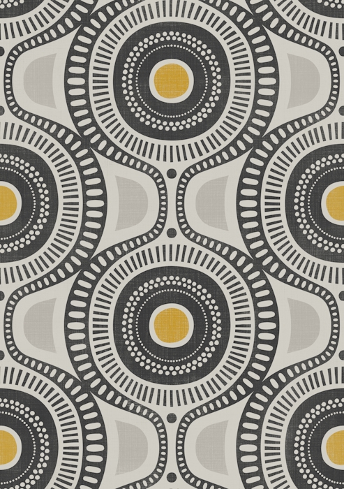 Geometric Retro Yellow and Grey Wallpaper