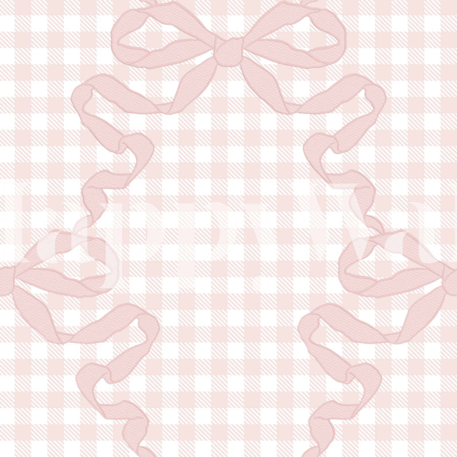 Princess Ribbons On Grid Pink And White - Happywall