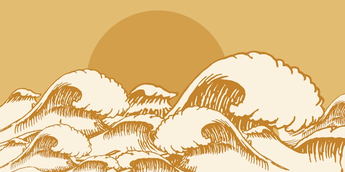 Ocean Sun Beige Wave Wallpaper