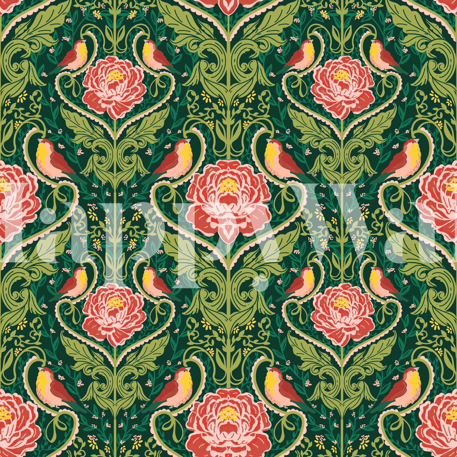 Blooming bird garden Wallpaper | happywall.com