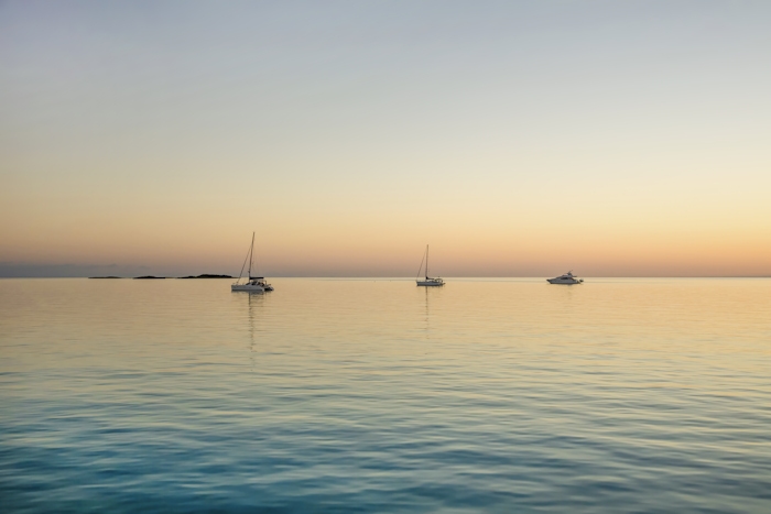 Nautical Sunset Sailboats Wallpaper