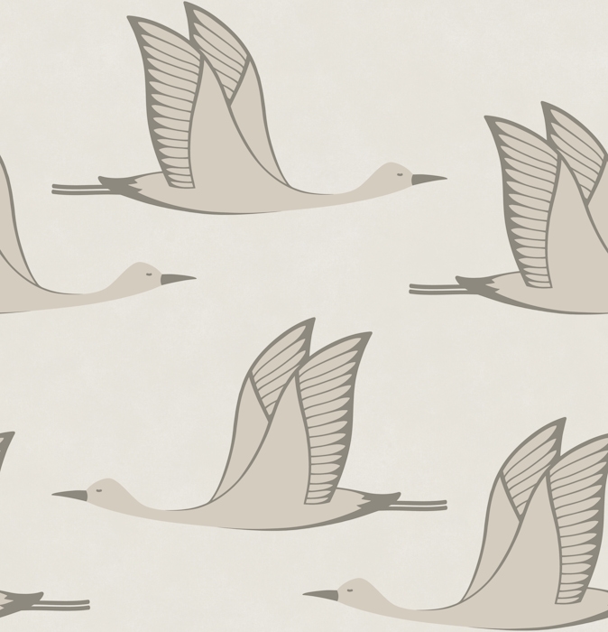 Flying Birds Beige Cream Wallpaper | happywall.com