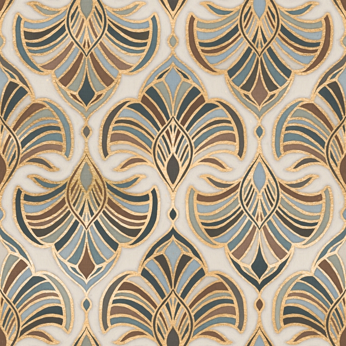 Bronze Gold Art Deco Feather Fan Wallpaper
