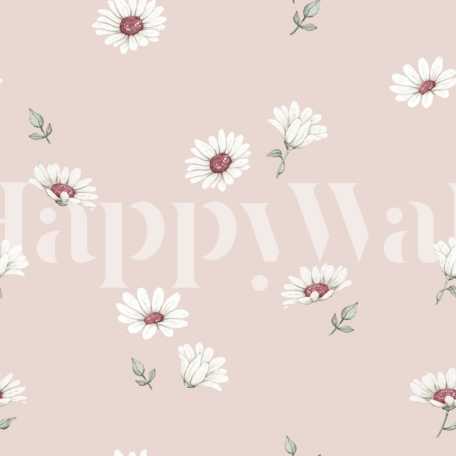 Dusty Rose Daisies Wallpaper | happywall.com