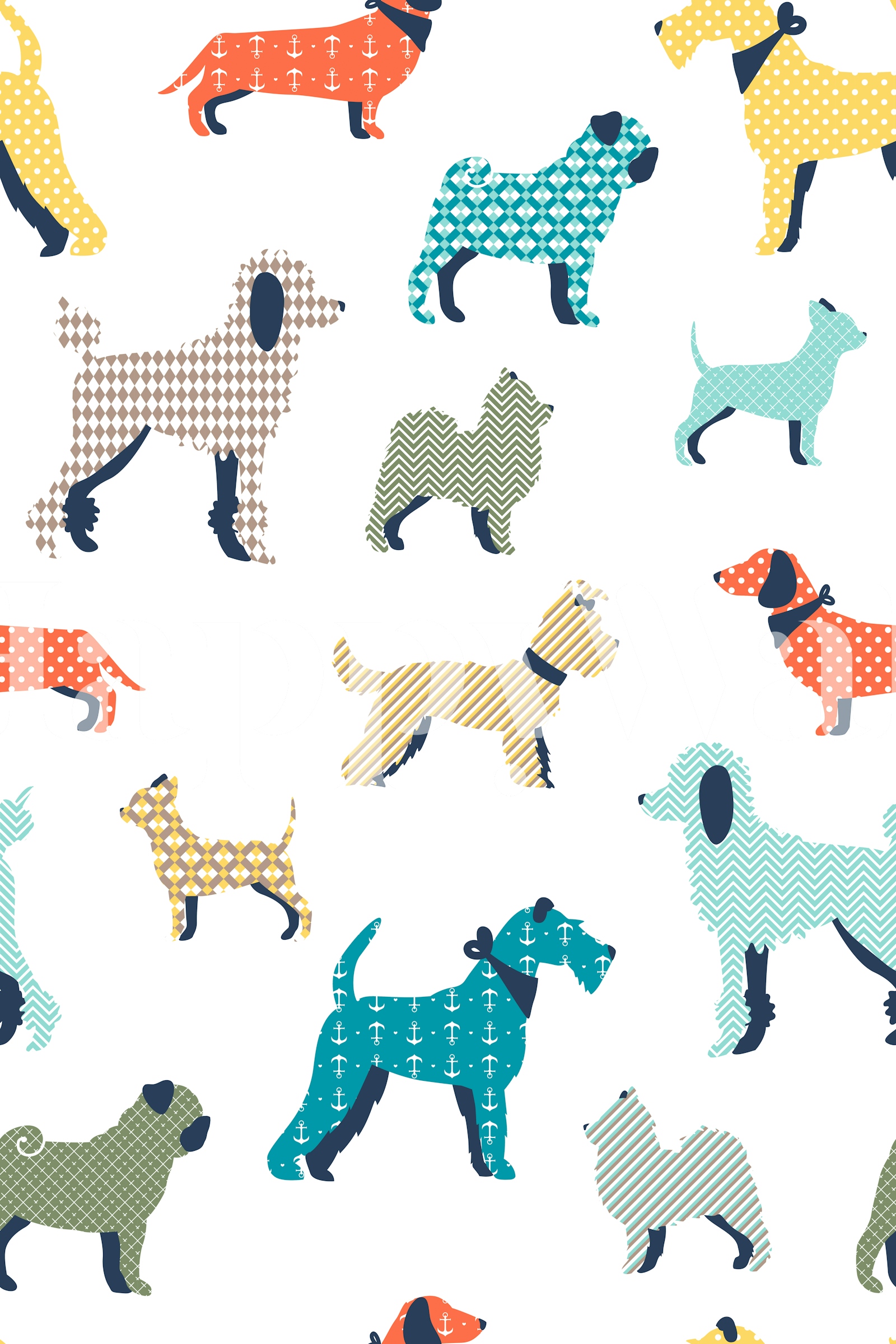 Patterned Dogs Wallpaper | happywall.com