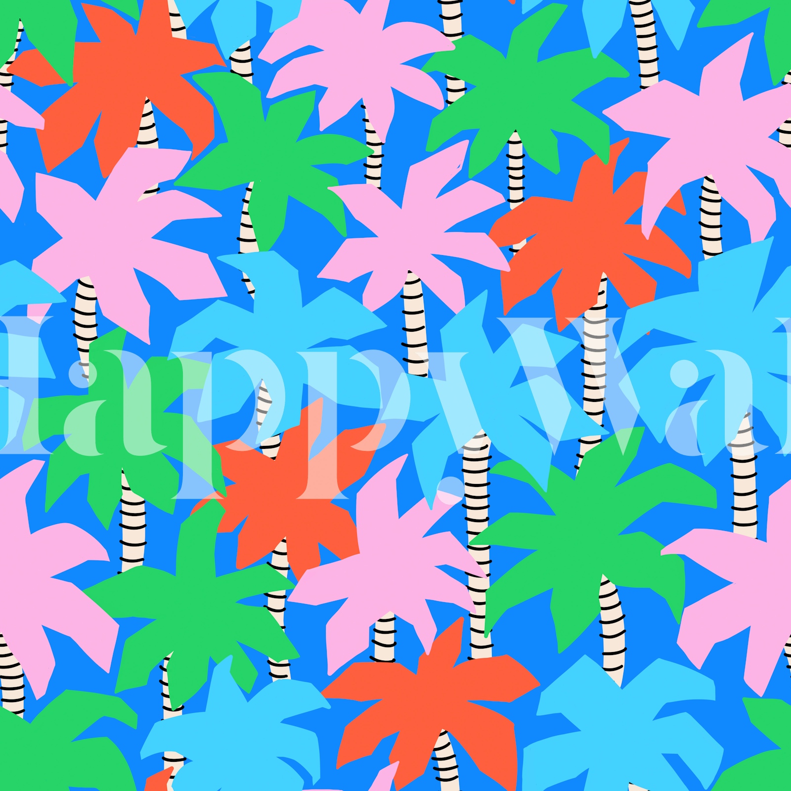 Colorful Tropical Palm Trees Kids Wallpaper