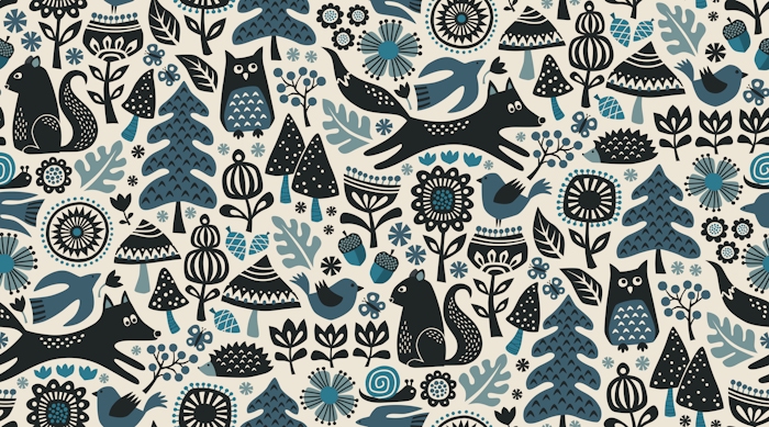Autumn Forest - Blue, Teal Wallpaper | Happywall