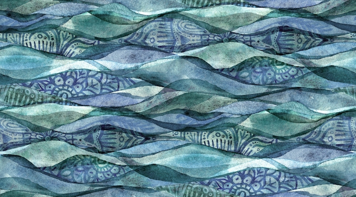 Boho Ocean Wave Watercolor Wallpaper