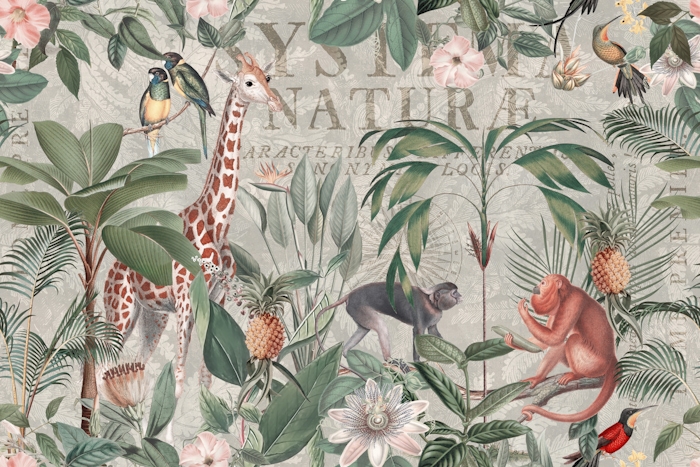 Nostalgic Jungle Animal Adventure Wallpaper