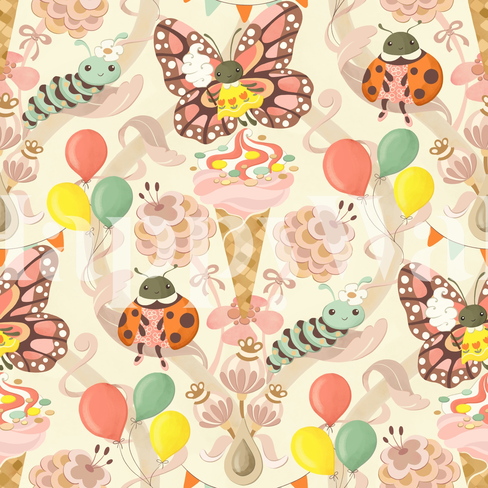 Whimsical Kids Party Wallpaper with Butterflies