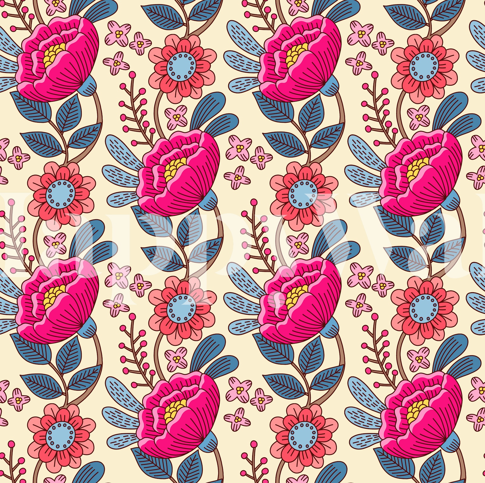 Alice Flowers Pink Wallpaper - Happywall