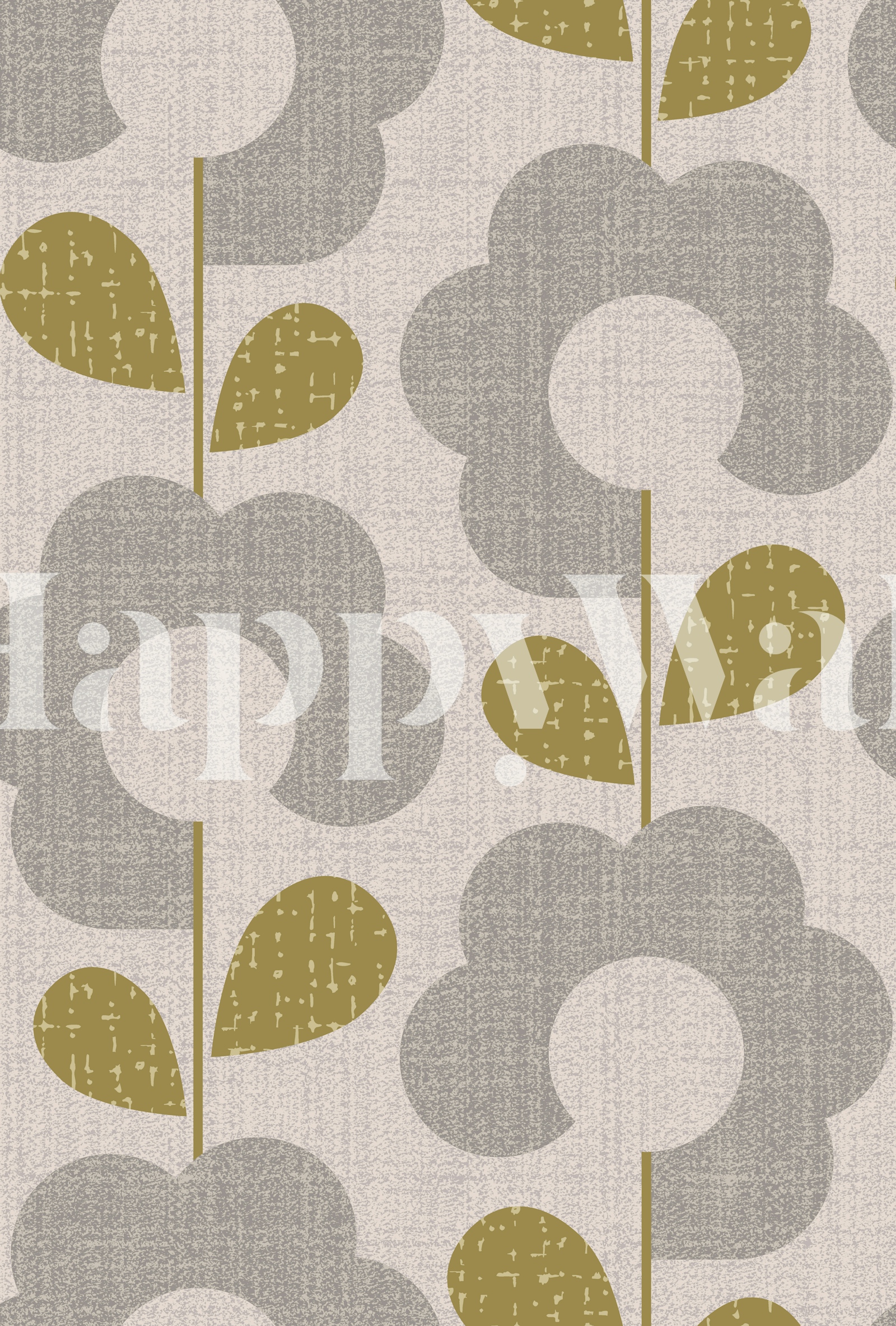 Warm blooms-neutral mid-century modern wallpaper