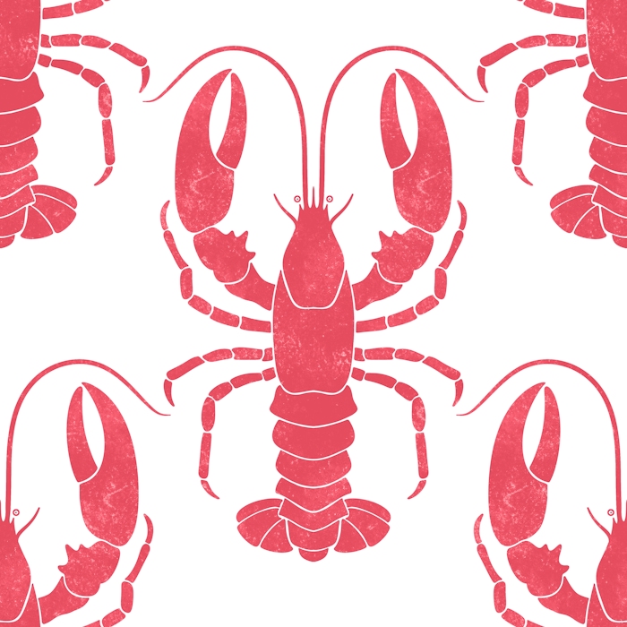 Red Lobster Pattern Wallpaper for Coastal Decor