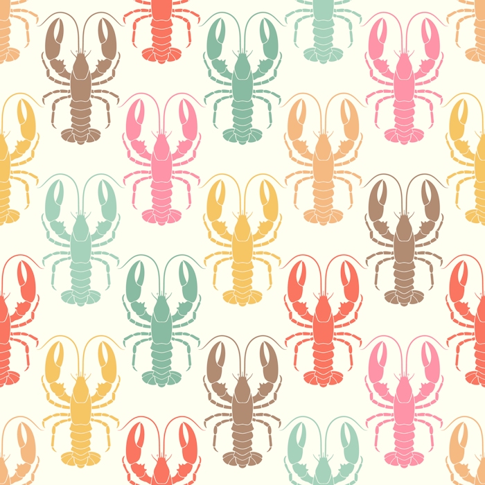 Colorful Pastel Lobsters Wallpaper | happywall.com