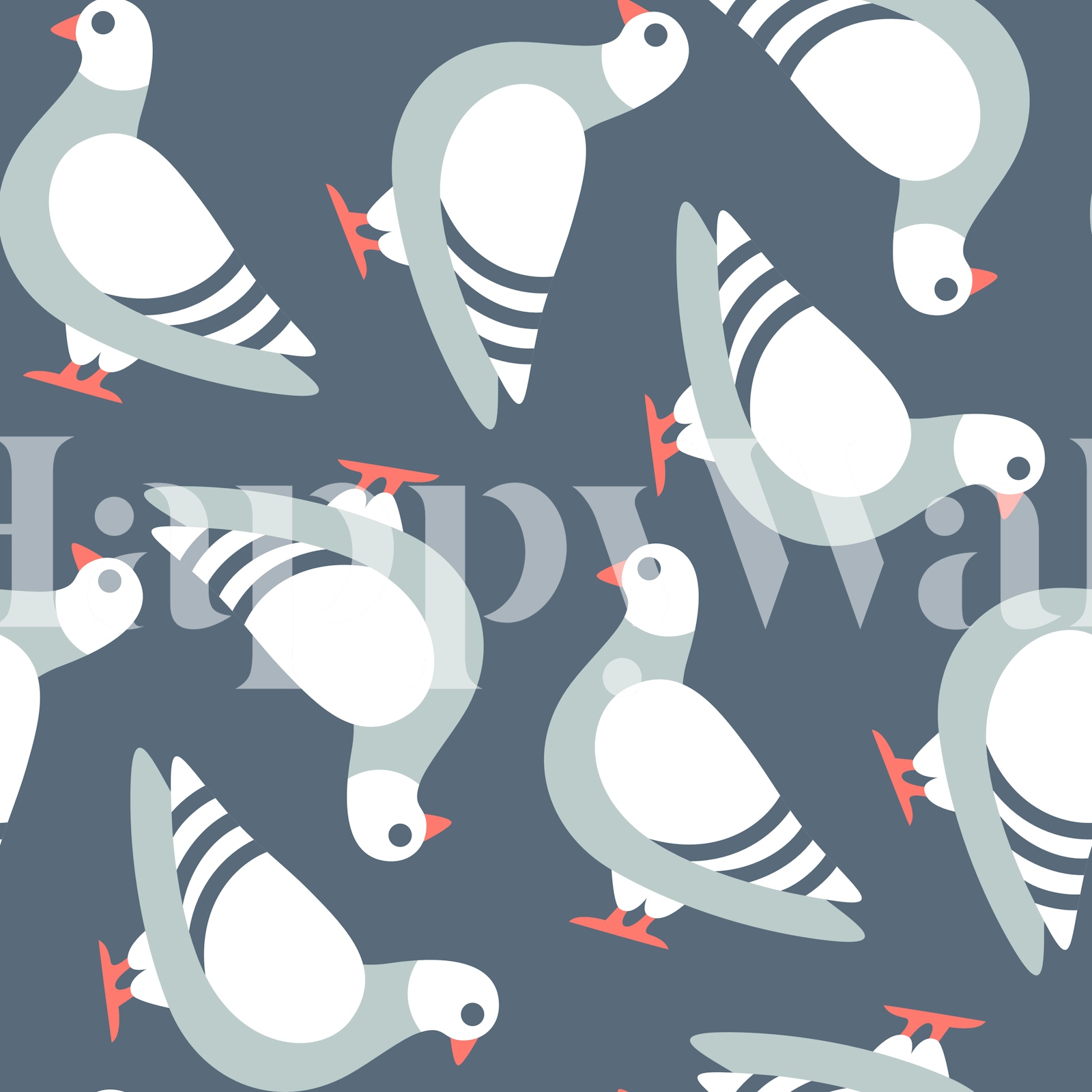 Cute Pigeon Pattern Wallpaper