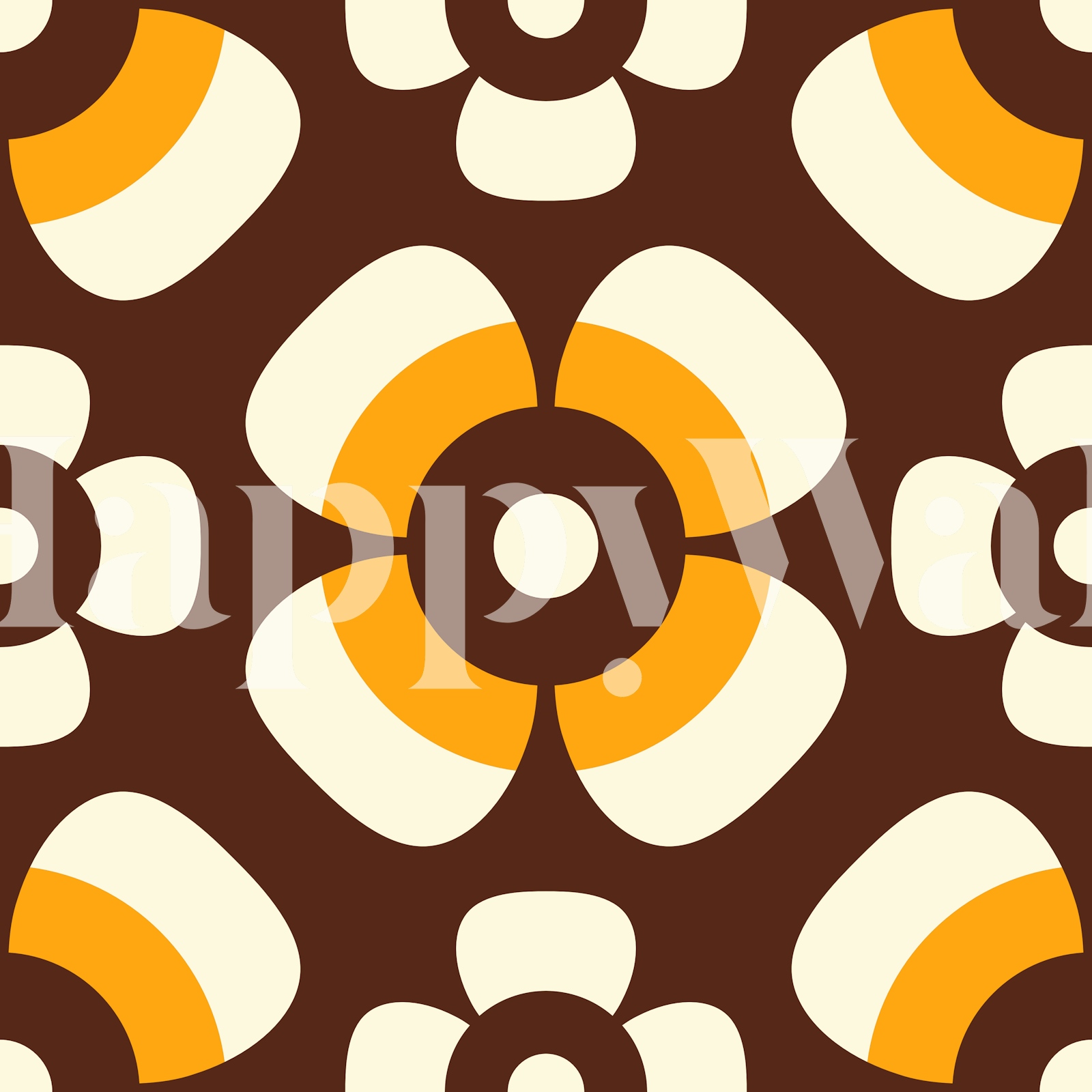 Retro Floral Brown Wallpaper
