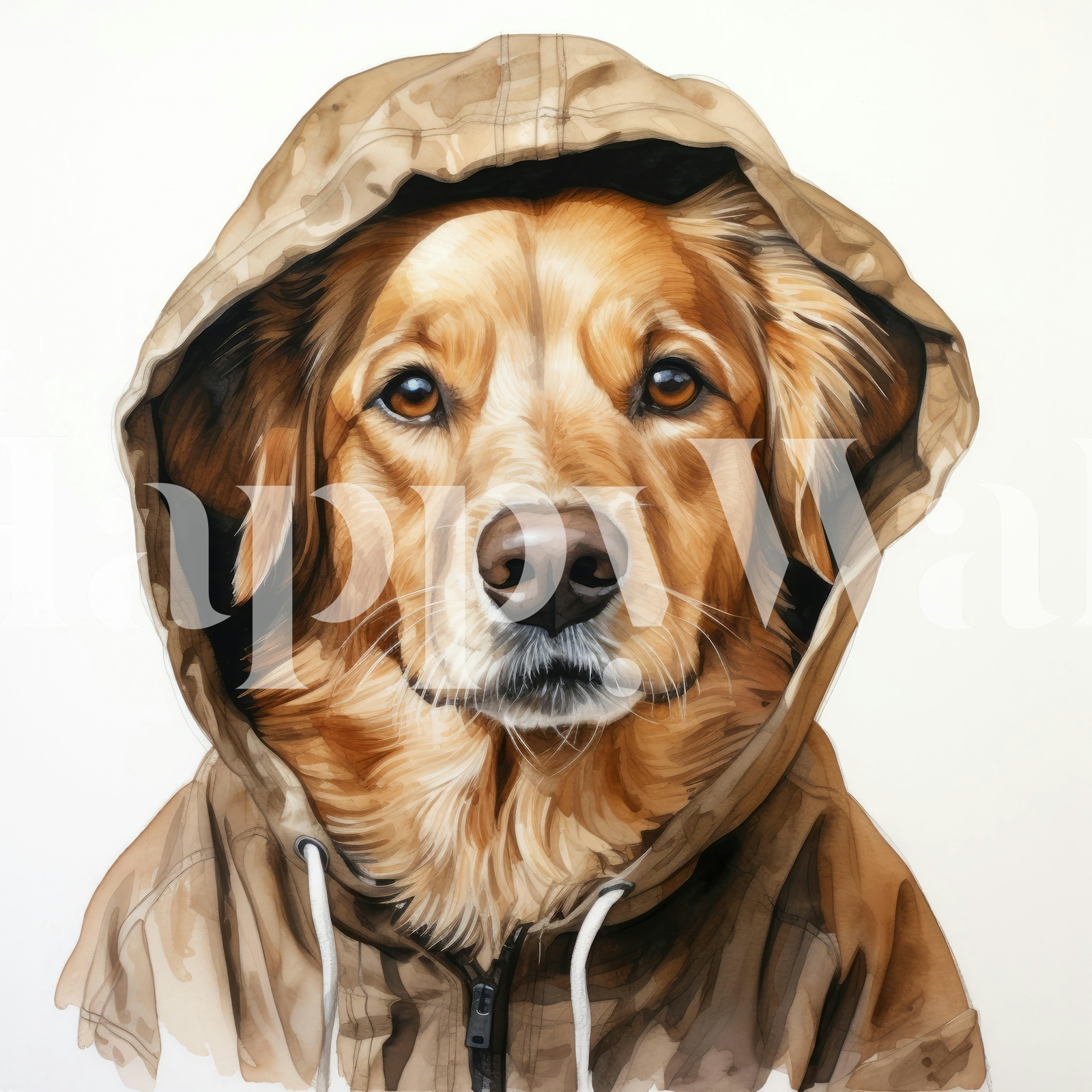 Watercolor Cartoon Dog Wallpaper | happywall.com