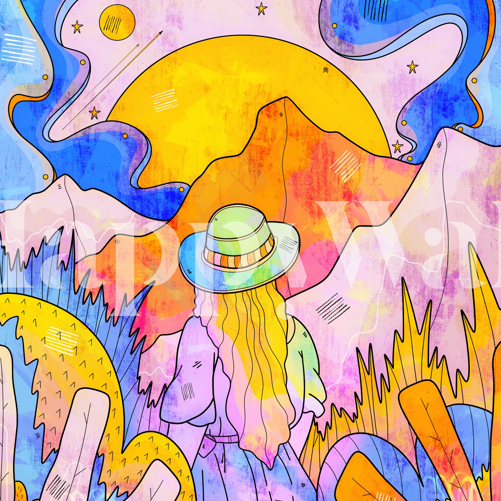 Vibrant Planet Wanderer Wallpaper - Happywall.com