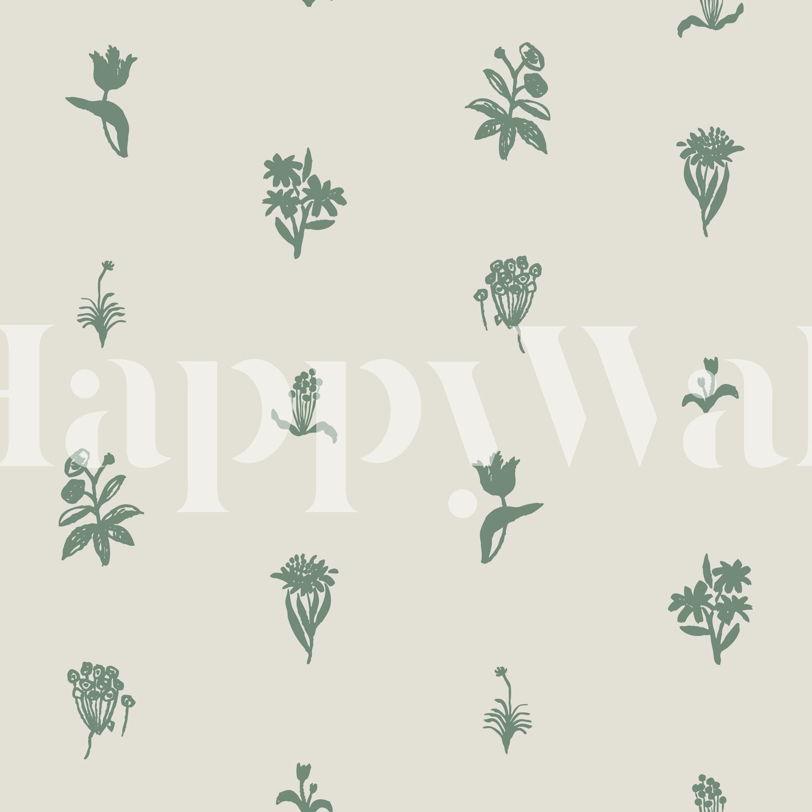 Sparse Floral Sage Green Wallpaper | happywall.com