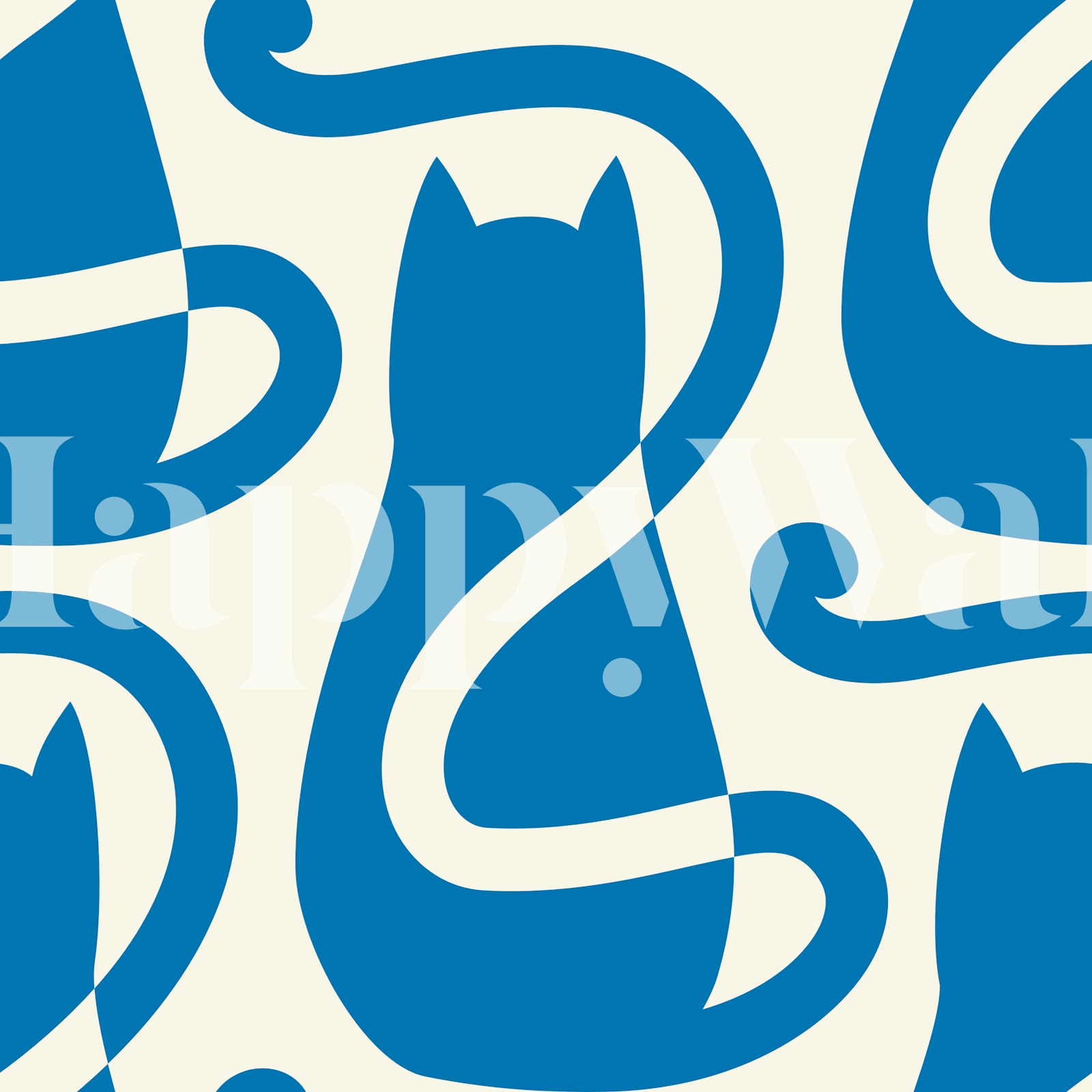 Blue Cats Pattern Wallpaper | happywall.com